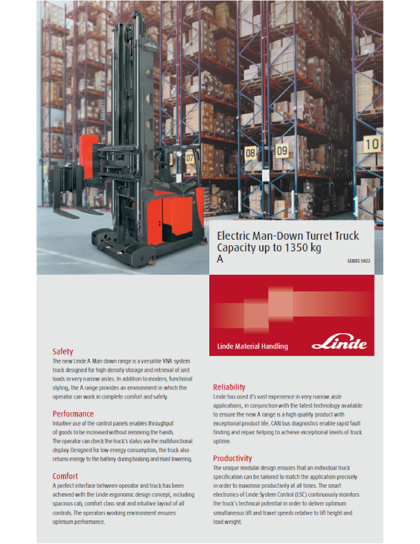 Linde A Series Spec Sheet – lindemh